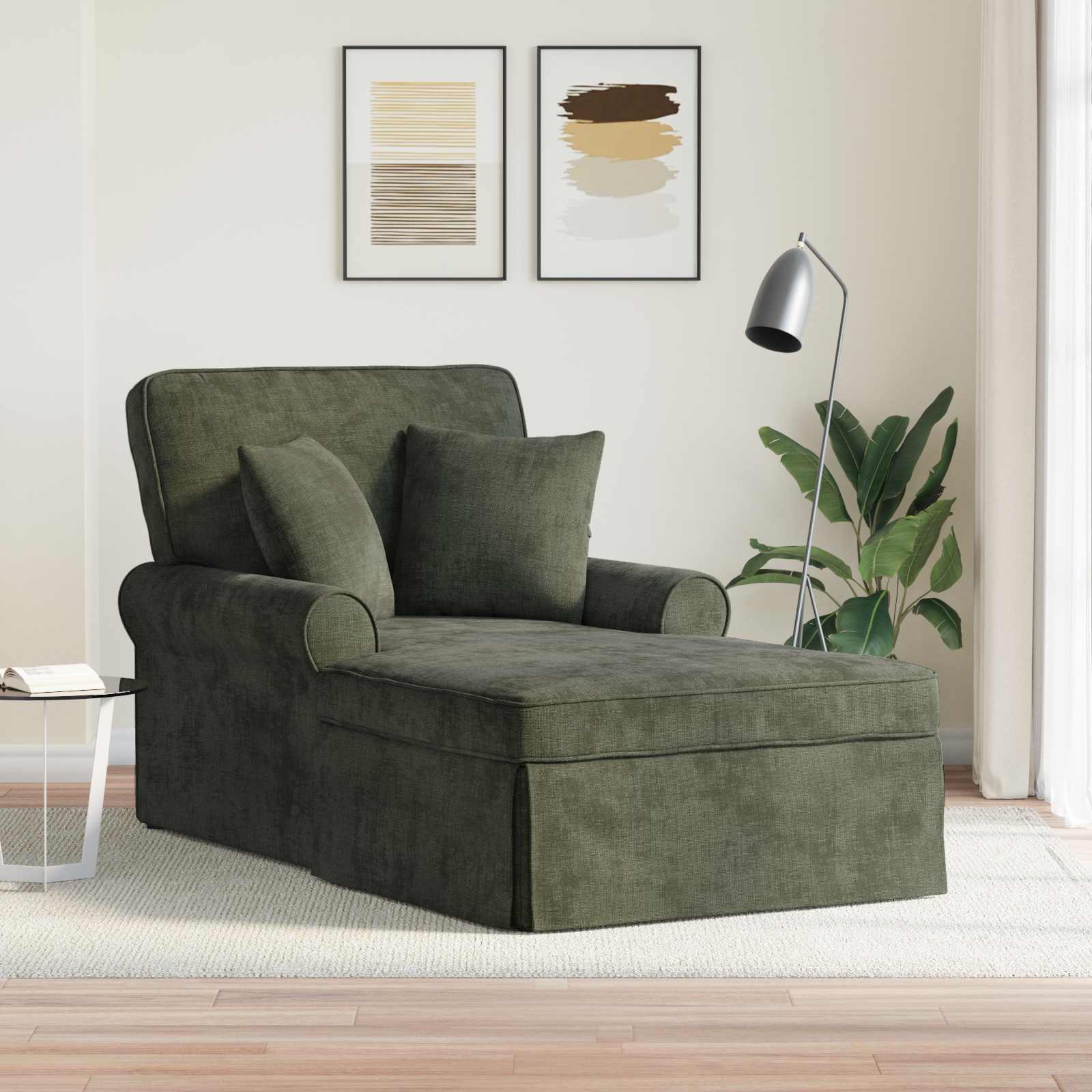 Chaise Lounge con Falda con cojín Verde 157 x 91 x 91 cm ARES | Leroy ...