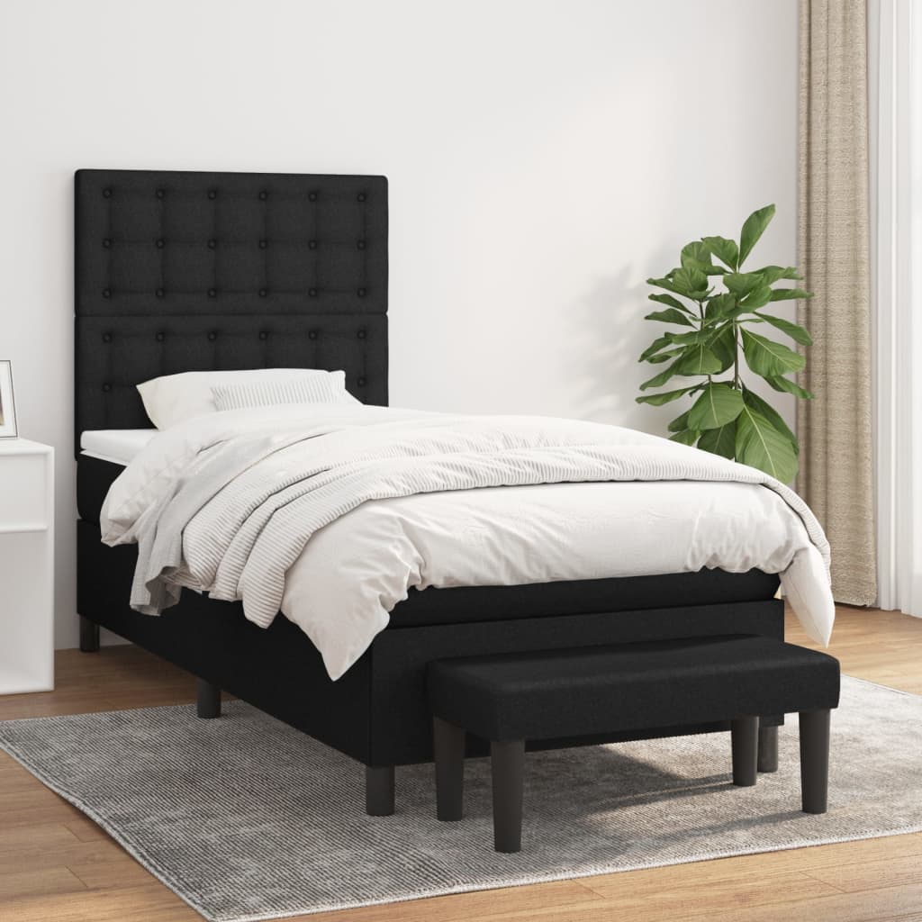 VidaXL Cama box spring con colchón tela negro 100x200 cm | Leroy Merlin