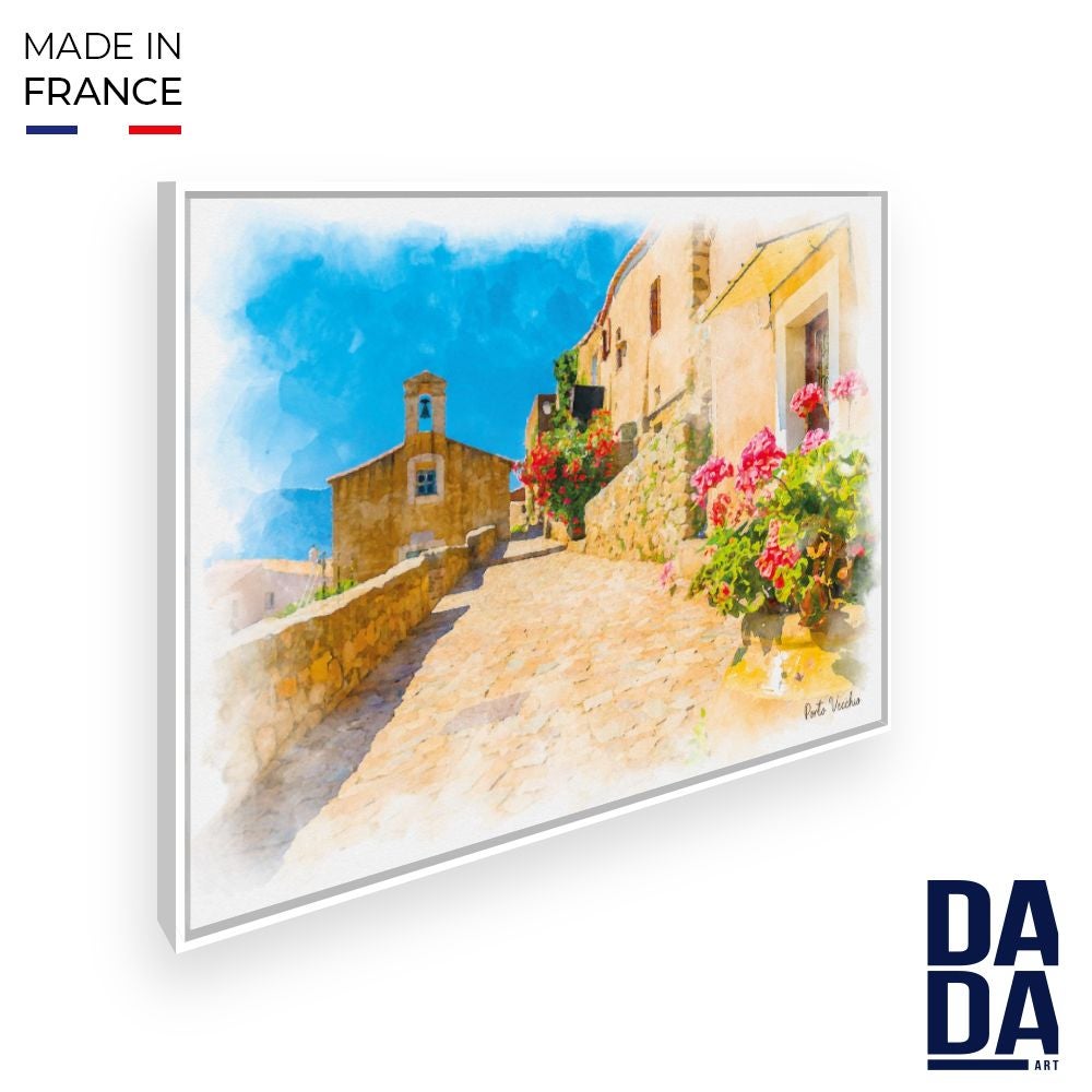 Tableau Rue pittoresque de Porto-Vecchio / 45x60cm / Cadre Blanc ...