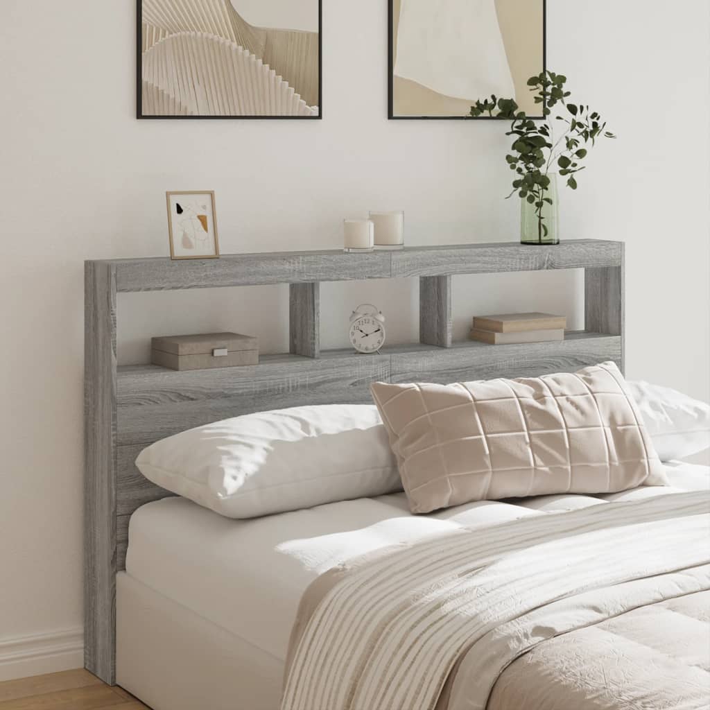 Cabecero De Cama Con Luz Led Gris Sonoma 160x17x102 Cm Leroy Merlin
