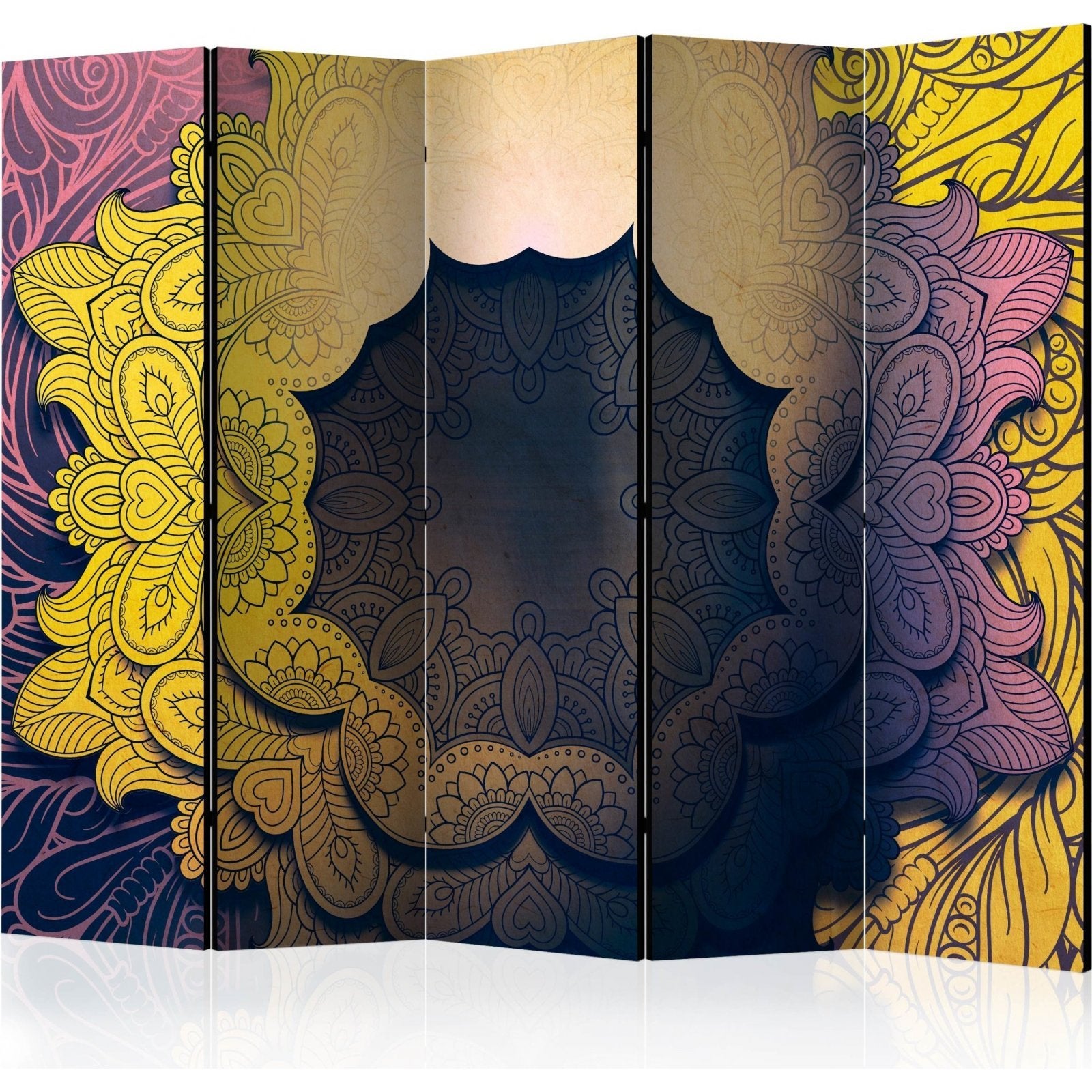 Paravent collier fleuri jaune II 5 volets - 225 x 172 cm | Leroy Merlin