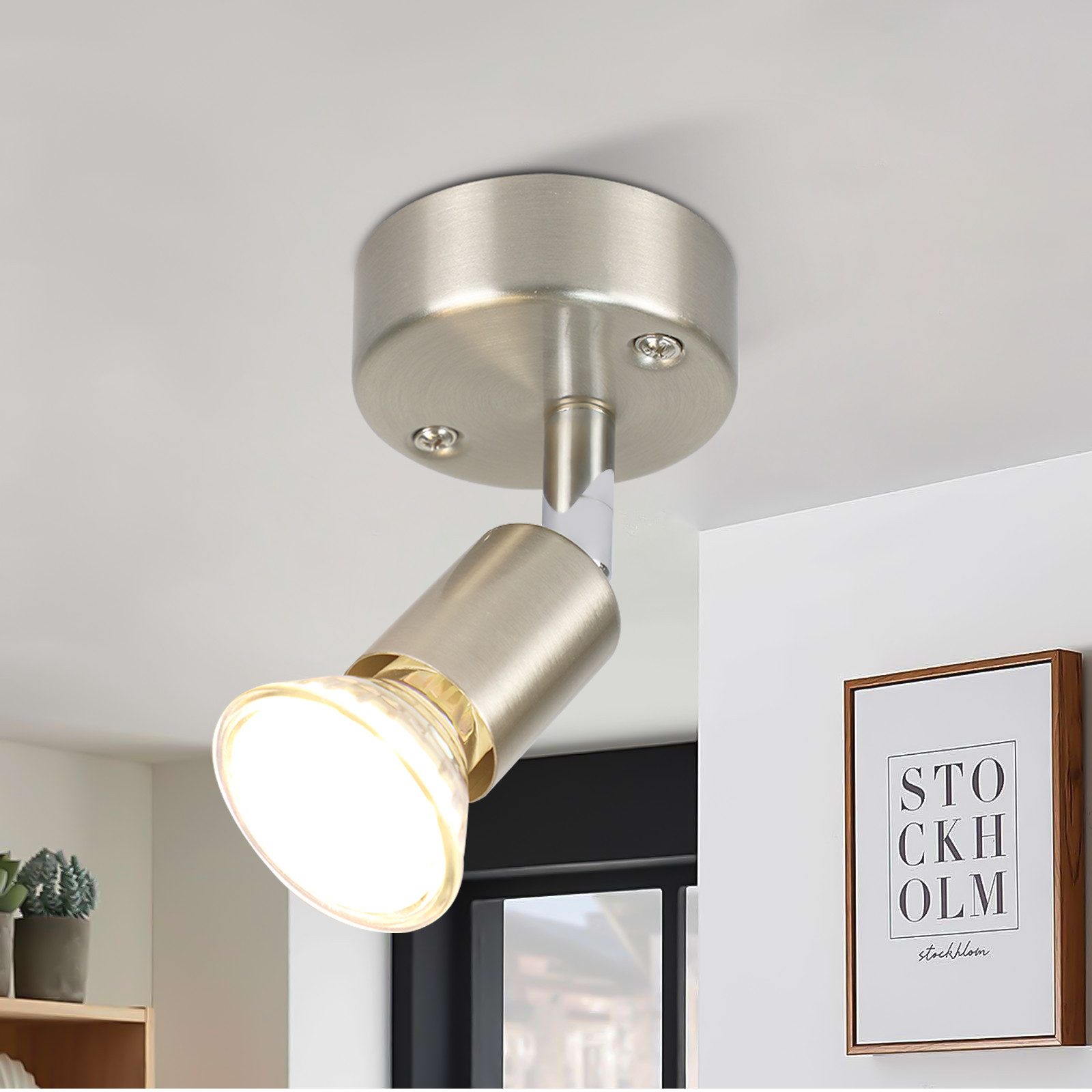 NETTLIFE Foco de techo LED ajustable GU10 1 llama focos de techo ...