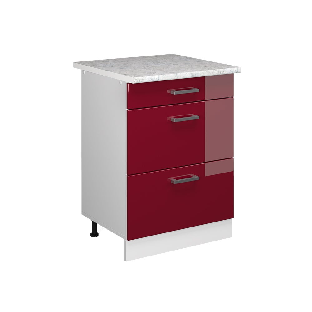 Vicco Meuble cuisine R-Line, Rouge bordeaux Haute brillance, 60cm avec ...