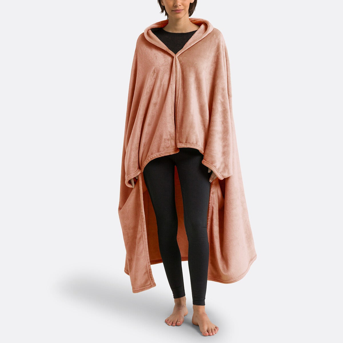 Plaid polaire à manches polyester recyclé, Javi - Rose praline - 130 x ...