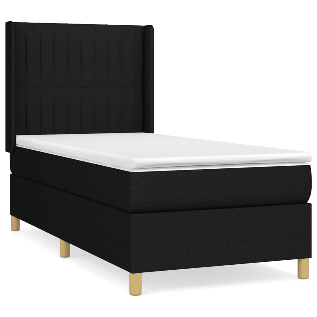 Cama box spring con colchón tela negro 90x200 cm | Leroy Merlin
