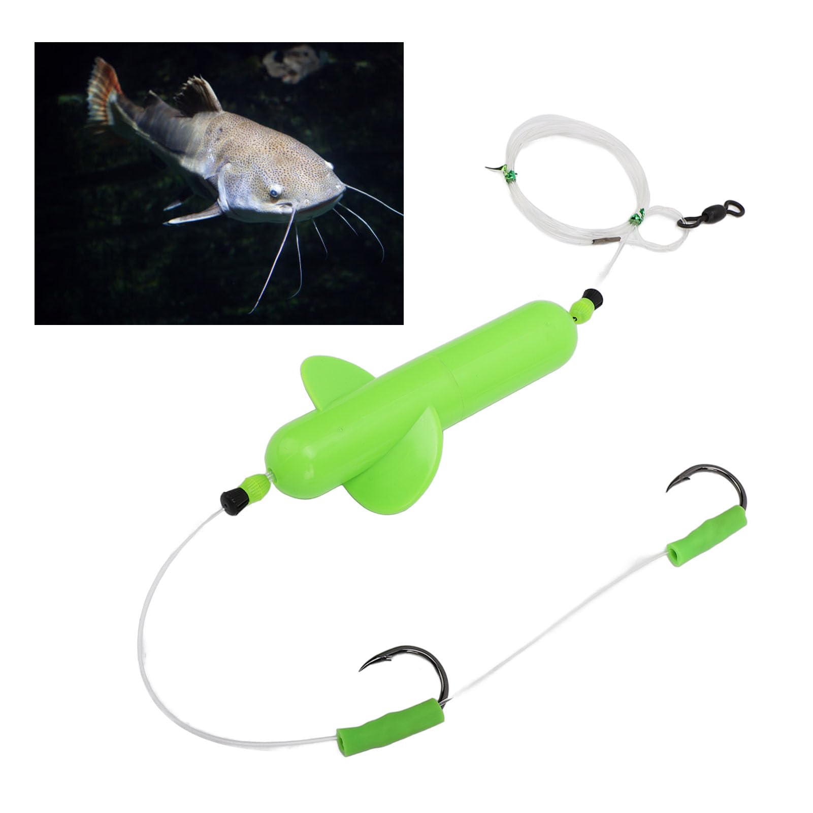 Anzuelo de alto carbono con línea de PE para pesca de siluro, fácil de ...