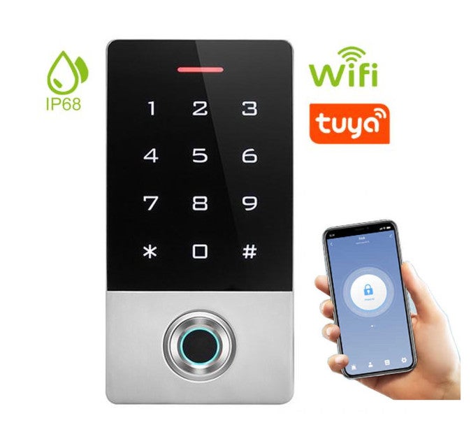 Digicode con lector de huellas dactilares conectado y lector RFID ...