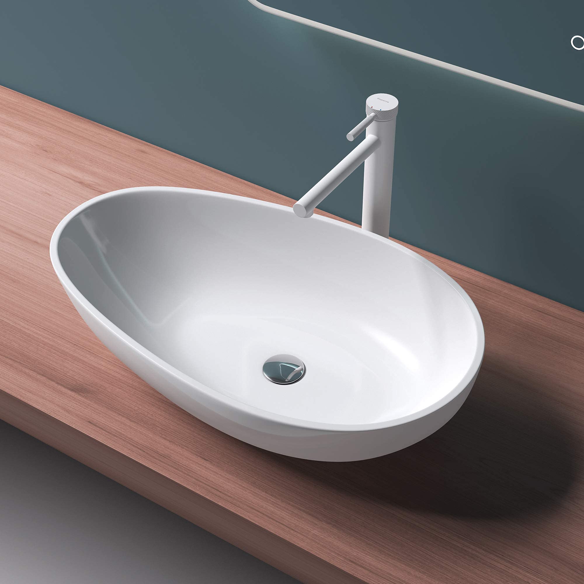 Mai & Mai Vasque à Poser Blanc Ovale Lavabo Salle de Bain Évier Lave ...