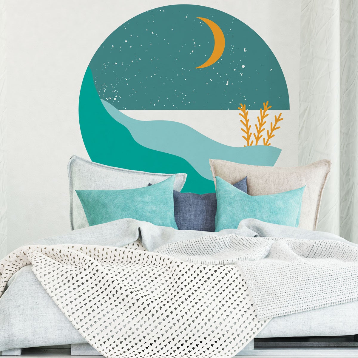 Carta da parati preincollata rotondo turchese mare - Sticker adesivo ...