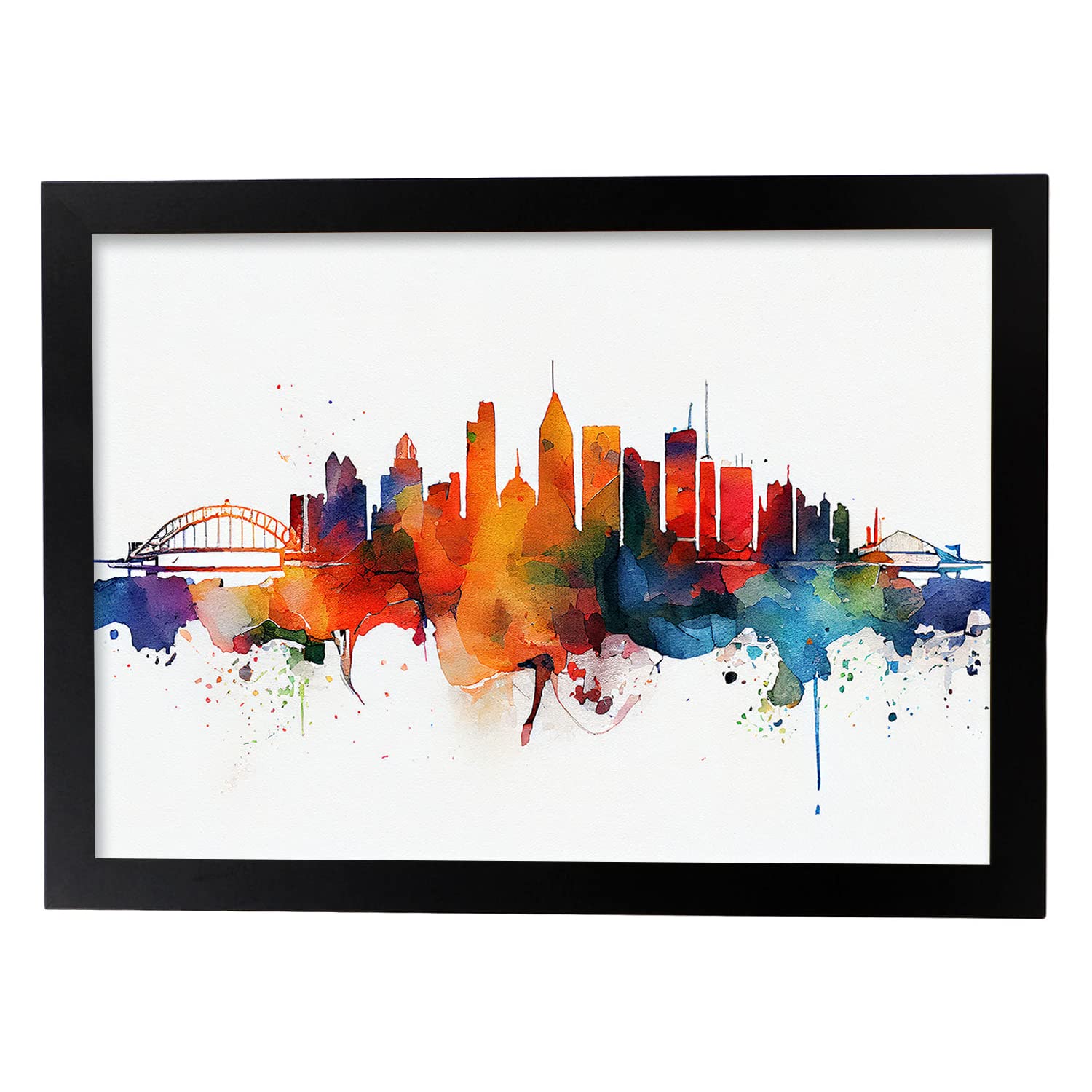 Nacnic Sydney Affiche Dans L'horizon Abstrait De Style Aquarelle Et De L'du Monument Impression ...