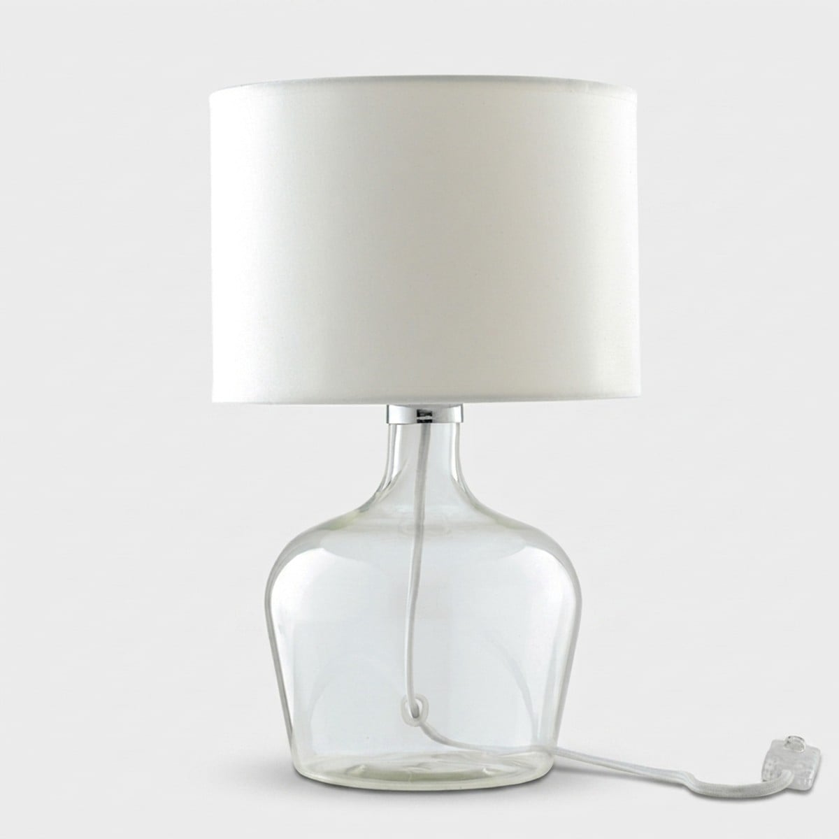 Lampe de table en verre avec abat-jour en tissu Hendrix | Leroy Merlin