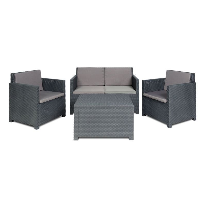 Set Rattan Aurelia antracite Divano Tavolo e Poltrone | Leroy Merlin