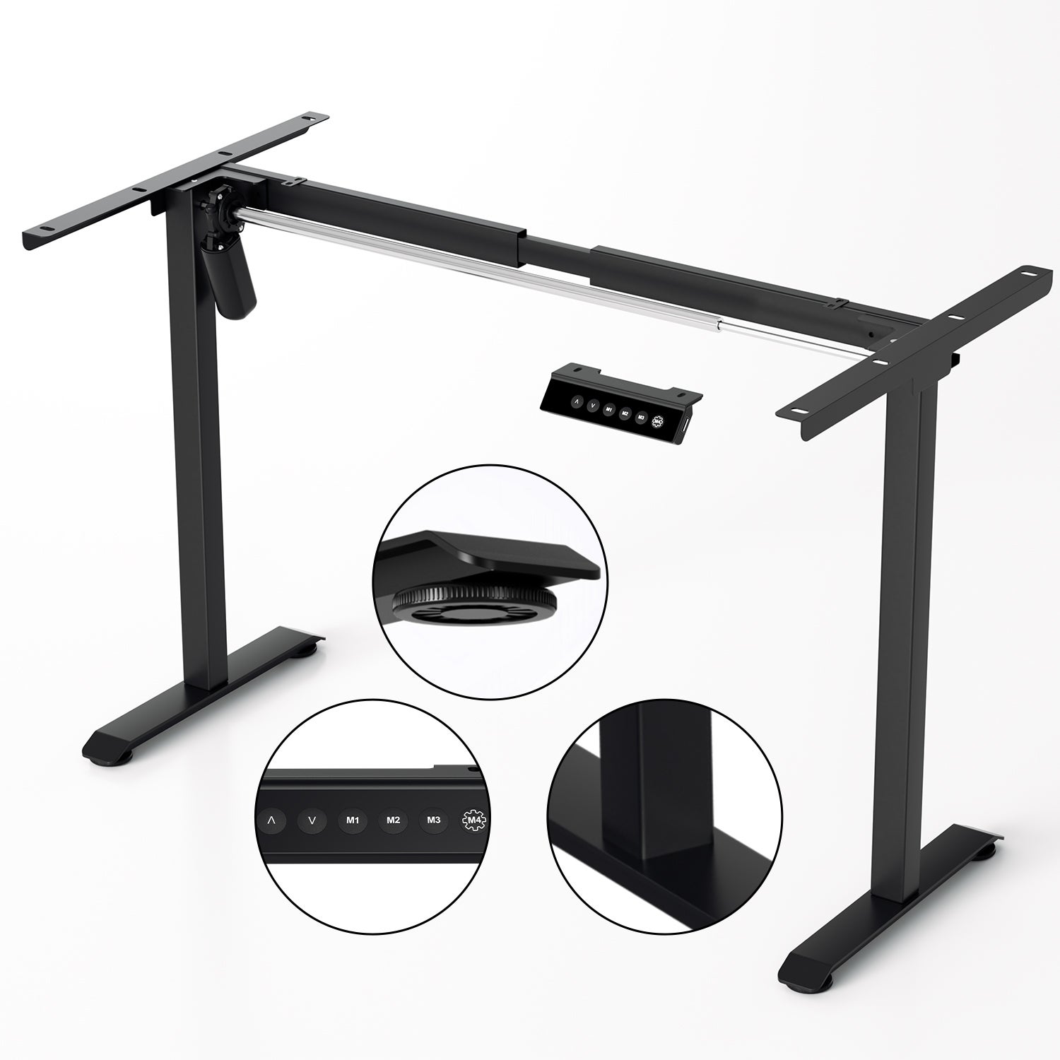 Pata para escritorio regulable en altura 70-115cm pata eléctrica negra, con 4 mandos con memoria ...