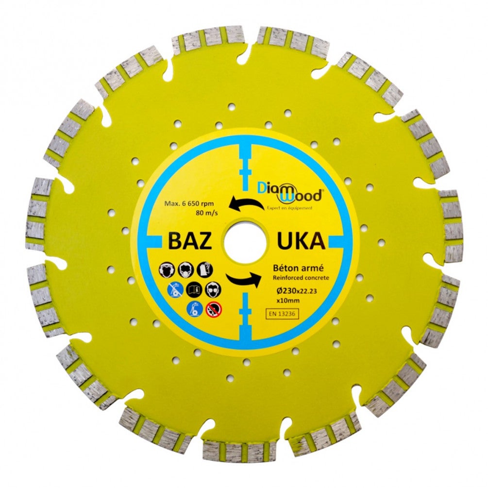 Disque Diamant PRO Bazouka 230 mm - Coupe Béton Armé et Matériaux ...