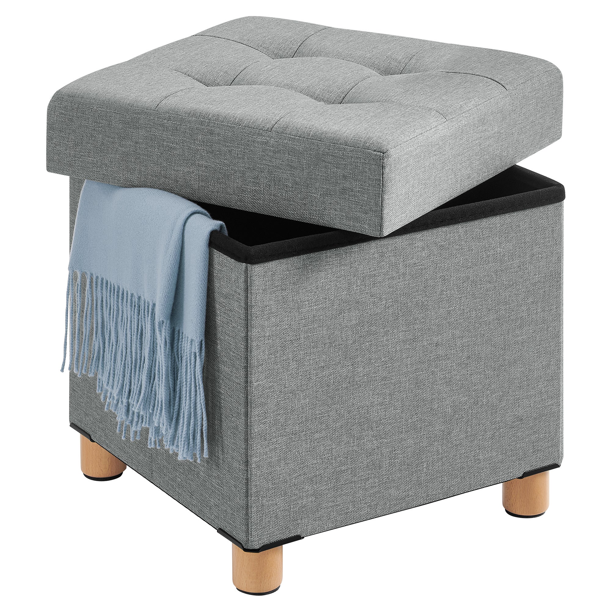 Poef - opvouwbaar - met poten - stof - 38 cm - lichtgrijs | Leroy Merlin