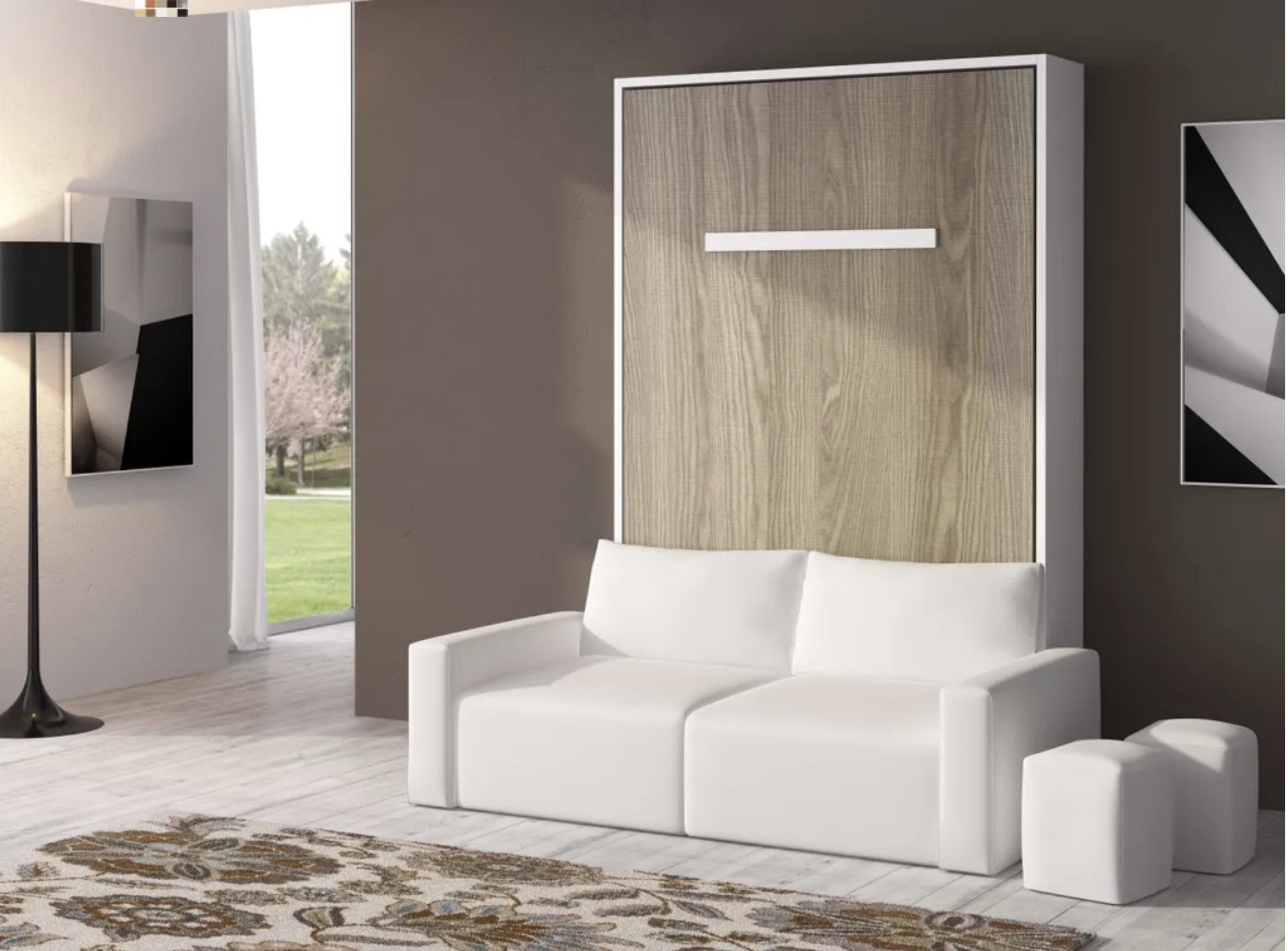 Lit escamotable vertical 120x190 avec canapé coffre Espacia-Avec ...