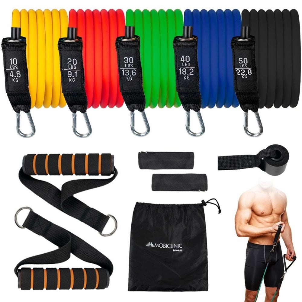 Mobiclinic 5-Level Crossfit Resistance Bands with Handles Crossfit ...