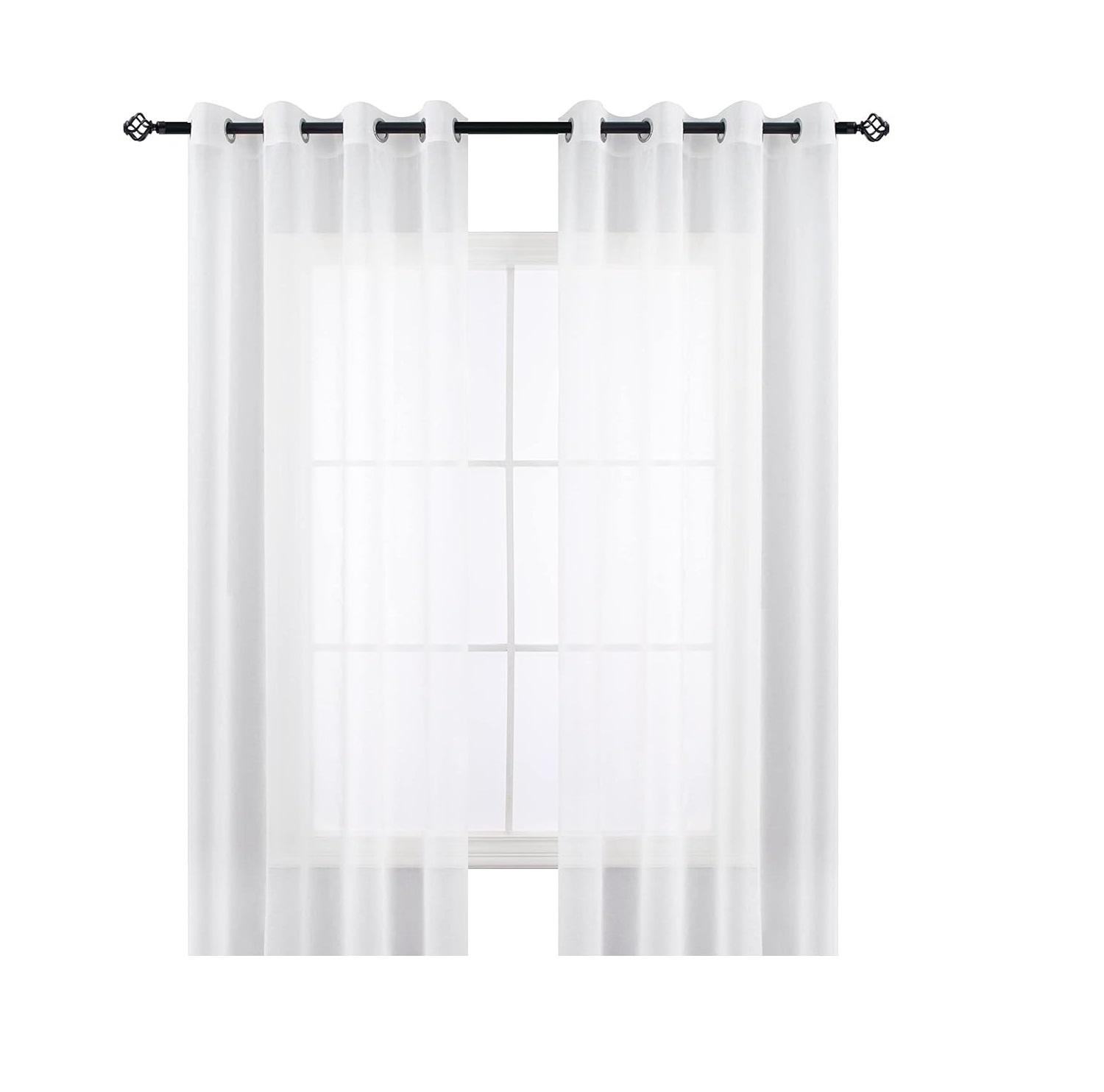 Voilage à Oeillet 140 x 220 cm Lot de 2 Rideau Blanc Semi-Transparent ...