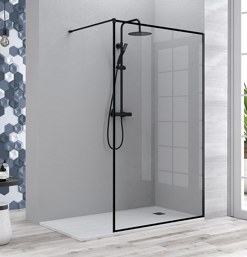 Panel Fijo de Ducha Walk In | 80 cm | Vidrio Transparente de 8mm con ...