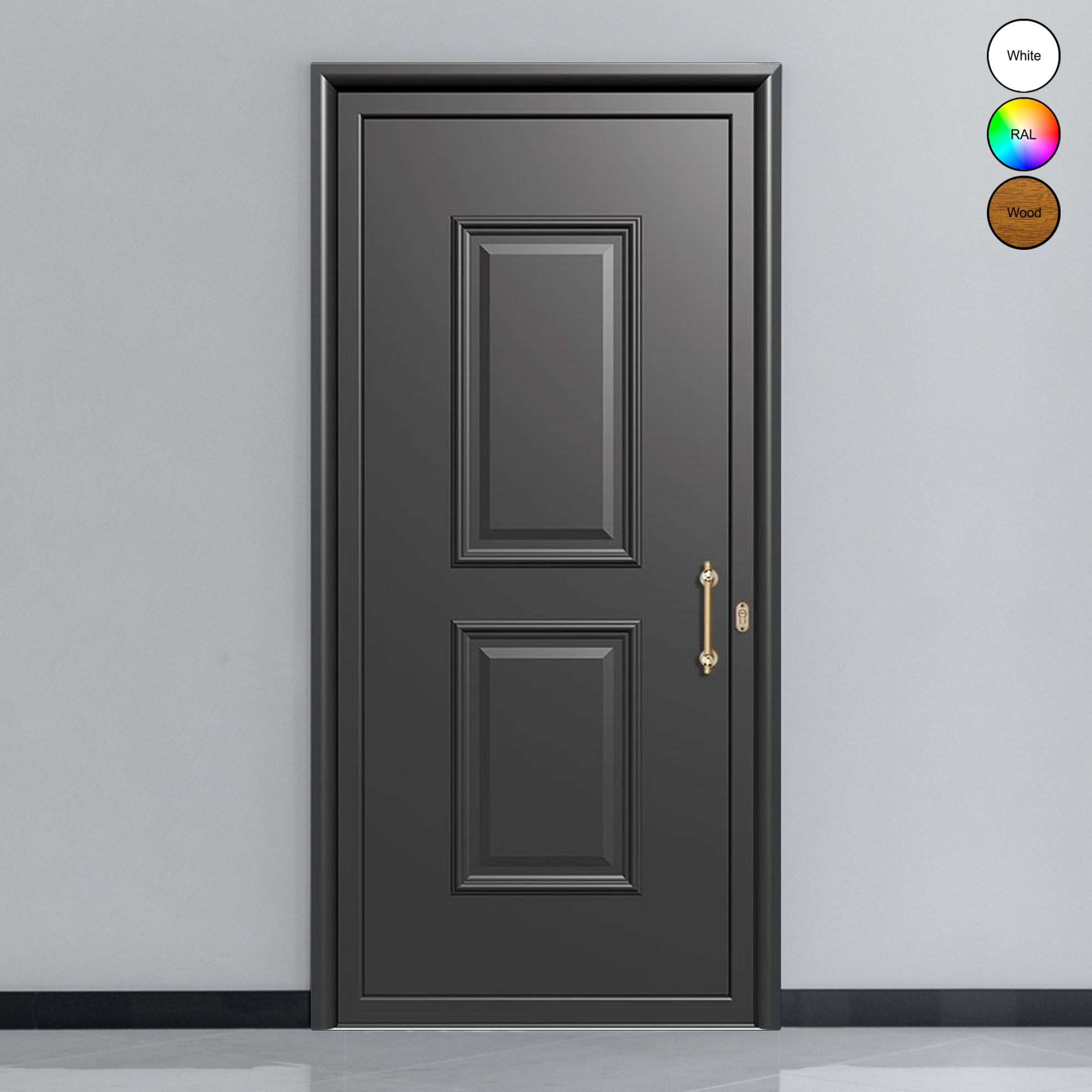 Porte d'entrée en aluminium CLASSIC DESIGN 2901 RAL 7016 ( L.: 90 cm x ...