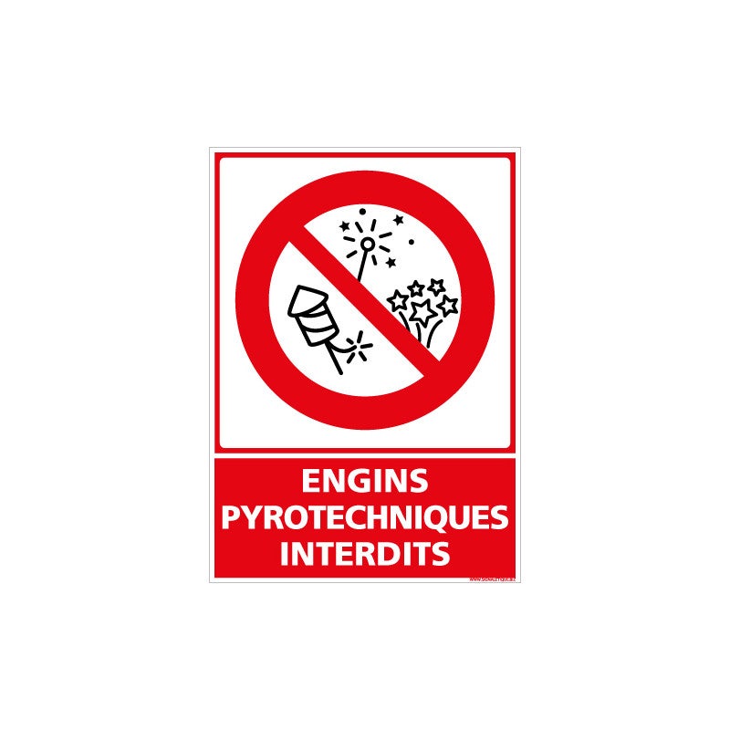 PANNEAU ENGINS PYROTECHNIQUES INTERDITS (D1219) 150 x 210 mm Matière ...