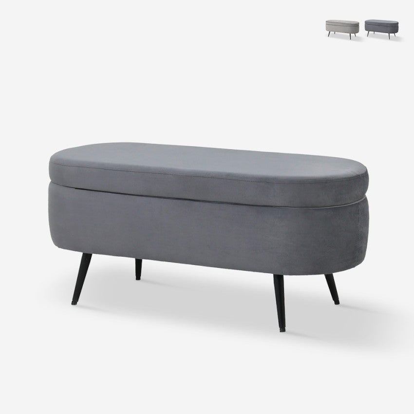 Pouf contenitore poggiapiedi in velluto panca ingresso design Renoir ...