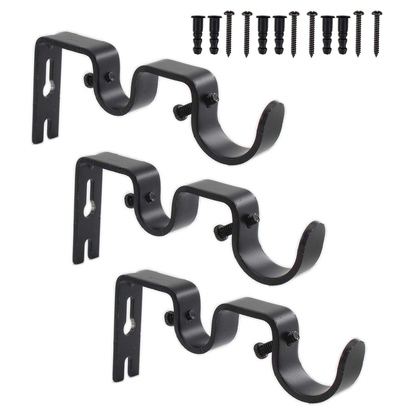 3pcs Double Tringle à Rideau Pole Holder Rideau Drapery Rod Supports 15 ...