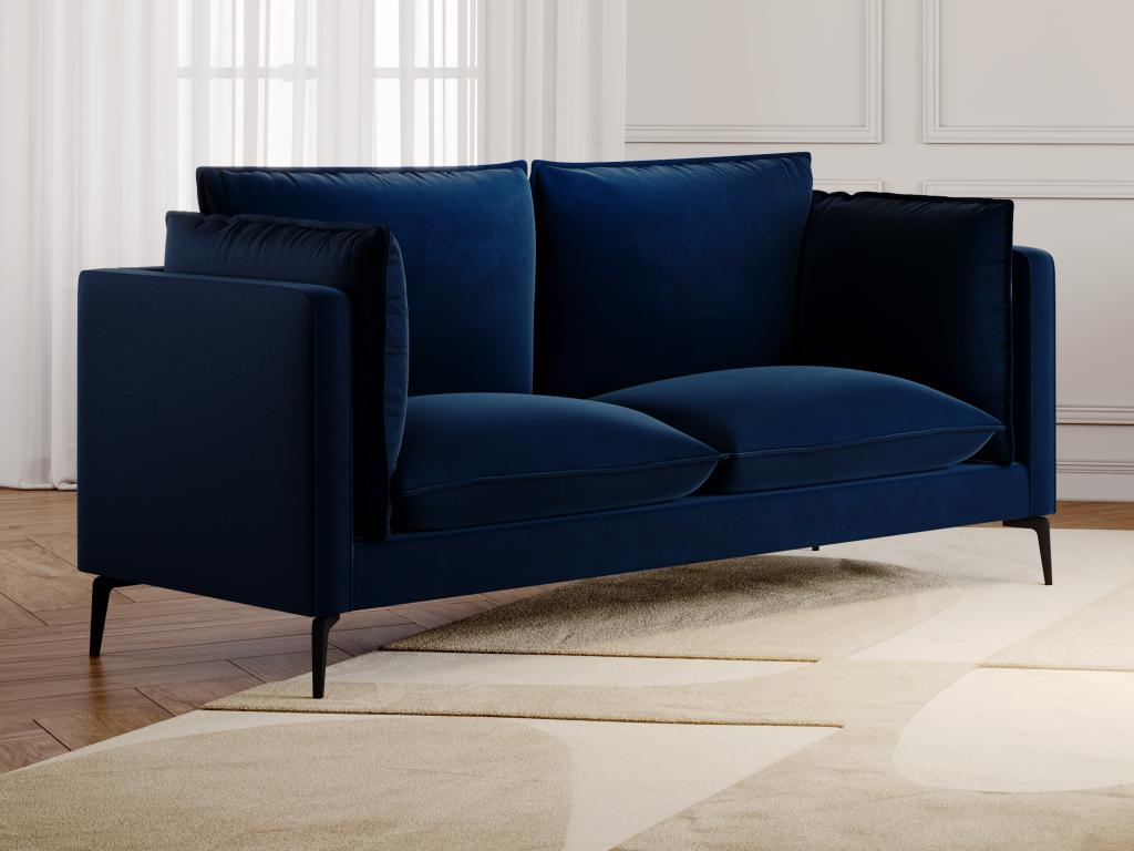 Canapé 2 places en velours bleu nuit KESTREL II | Leroy Merlin