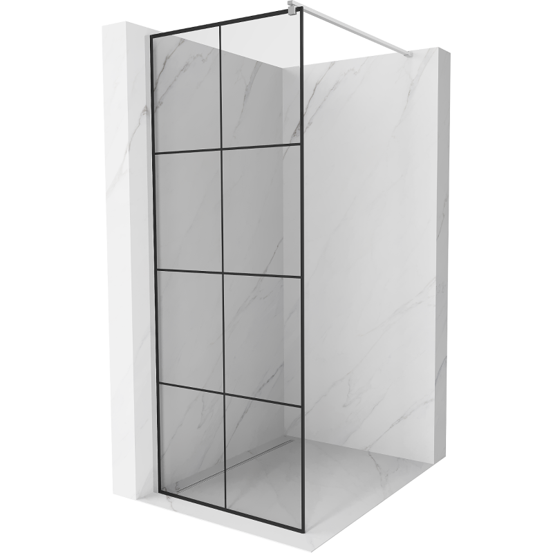Mexen Kioto paroi de douche 80 x 200 cm, transparent/Design noir 8 mm, Chrome - 800-080-101-01 ...