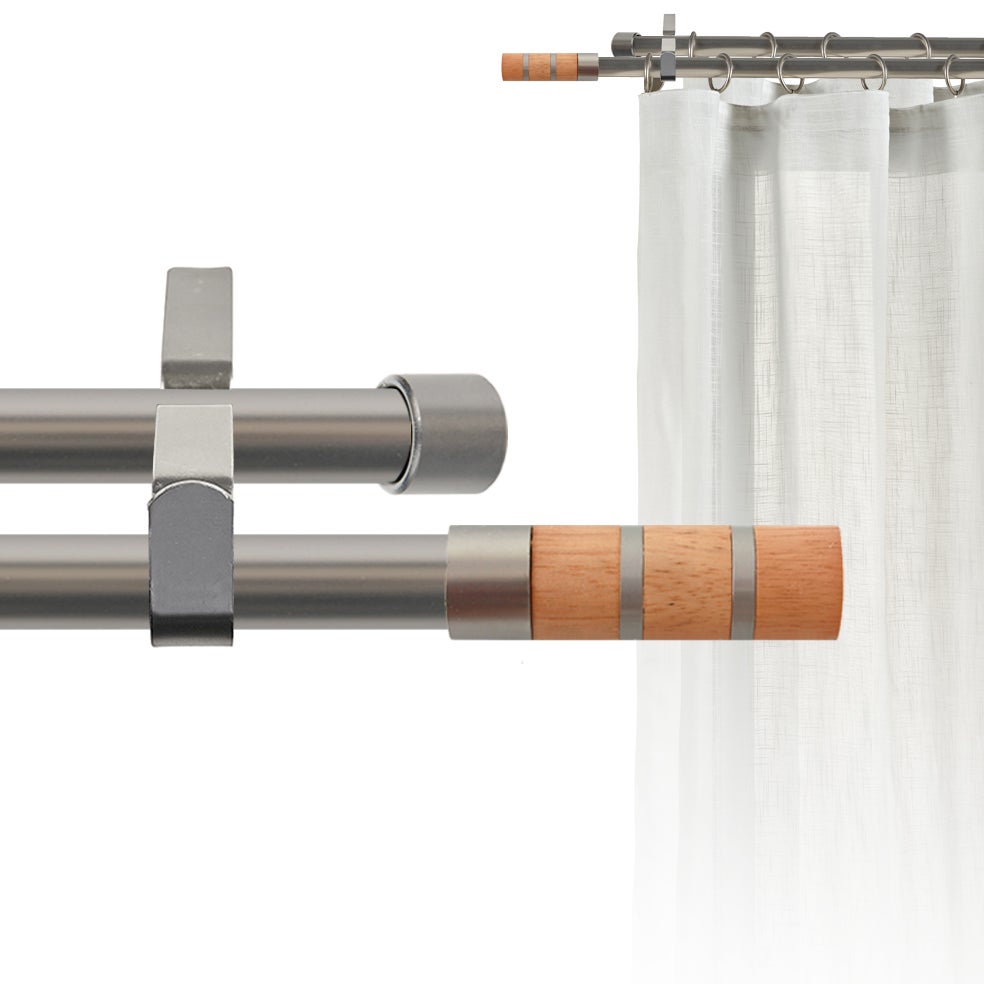 Kit de Tringle à rideau double en métal Ø22mm, Couronnes Avec anneaux ...