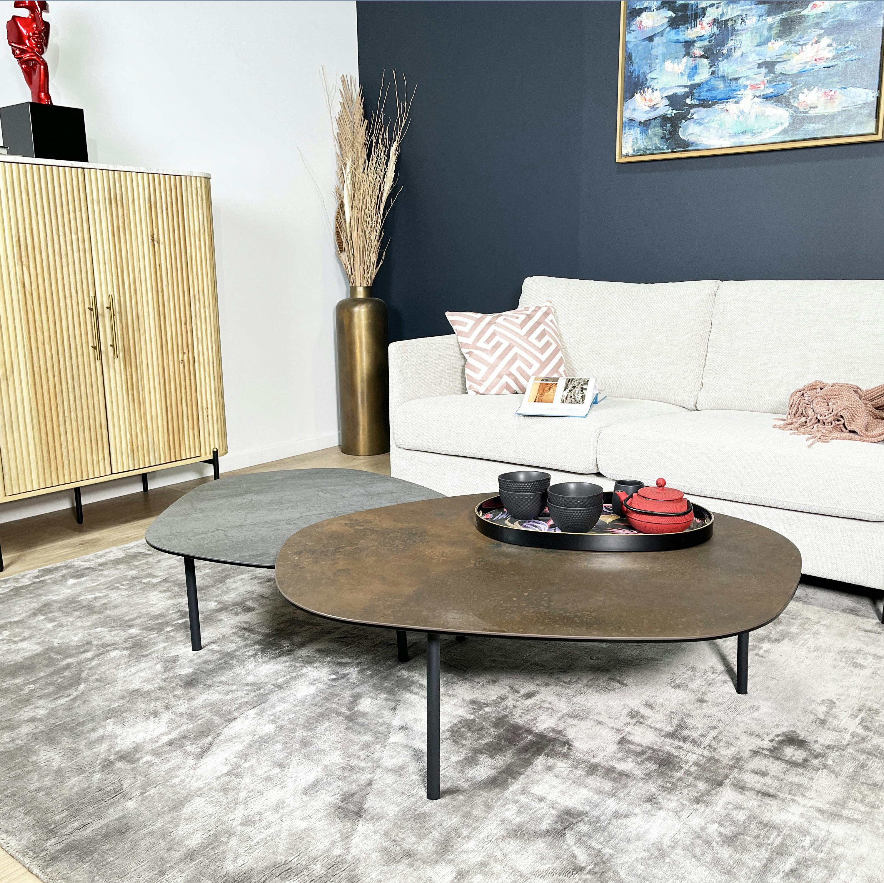 Table basse gigogne en céramique finition ardoise et rouille (lot de 2 ...