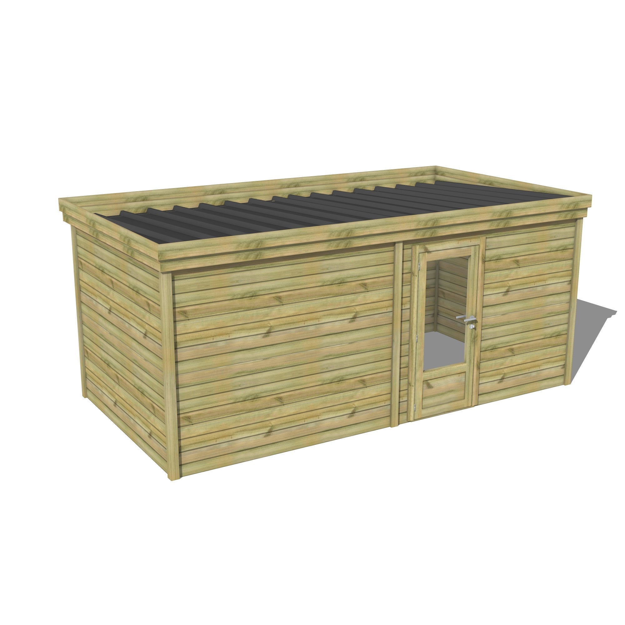 ABRI DE JARDIN bois Pin traité autoclave 27mm - 5,69x2,64m / 15m2 - Bac ...