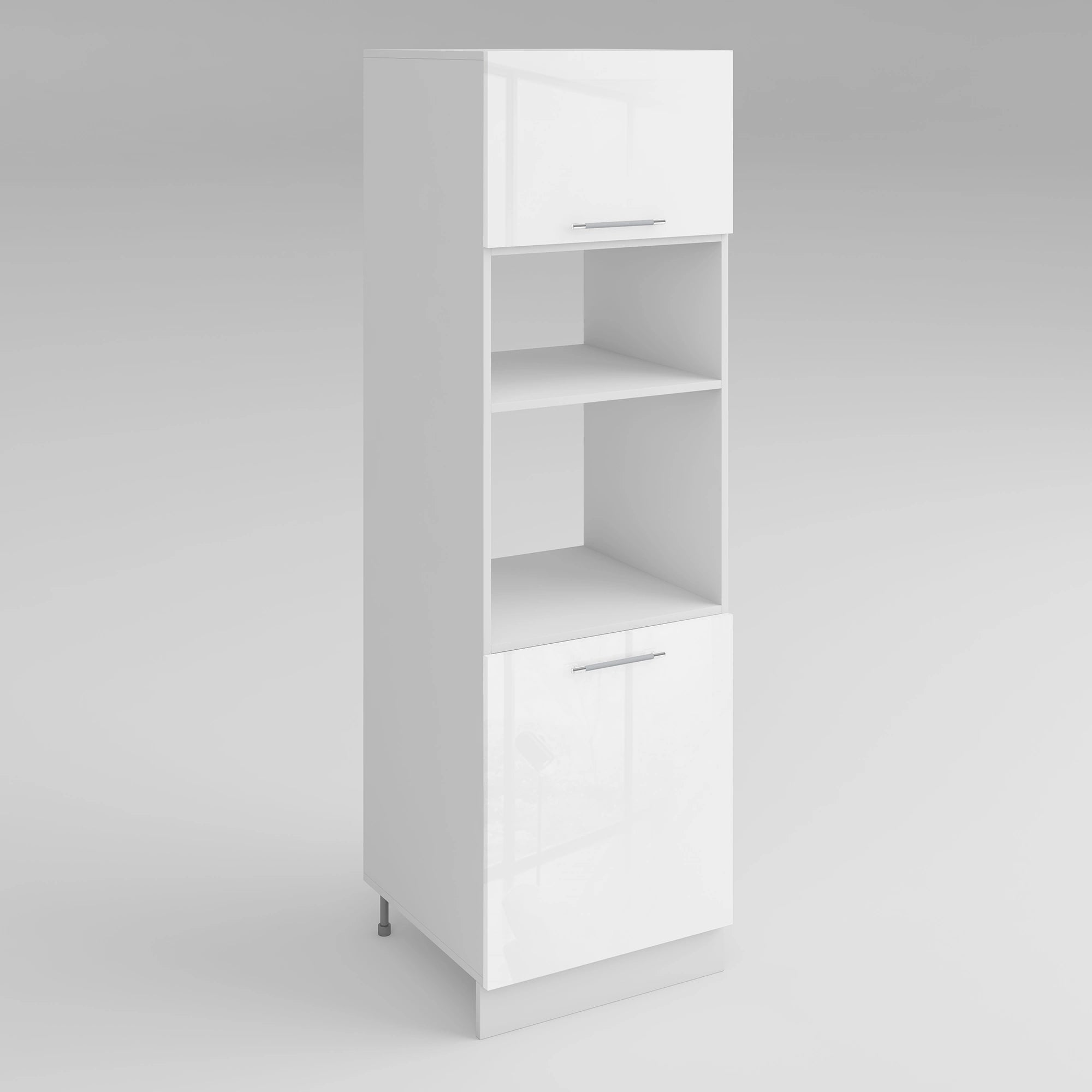 Meuble de cuisine colonne de four - micro-ondes blanc laqué 2 portes L ...