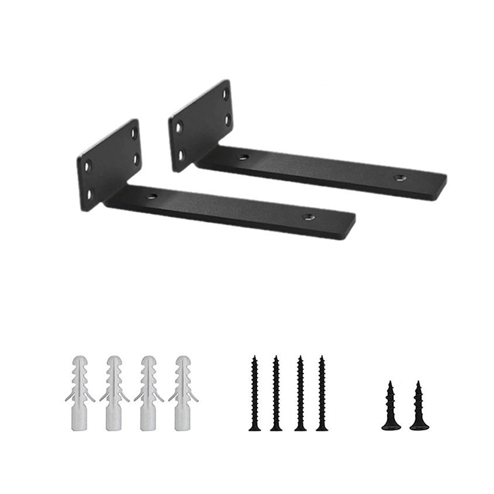 Supports muraux noirs en L, lot de 2, épaisseur 0,5 cm, support d ...