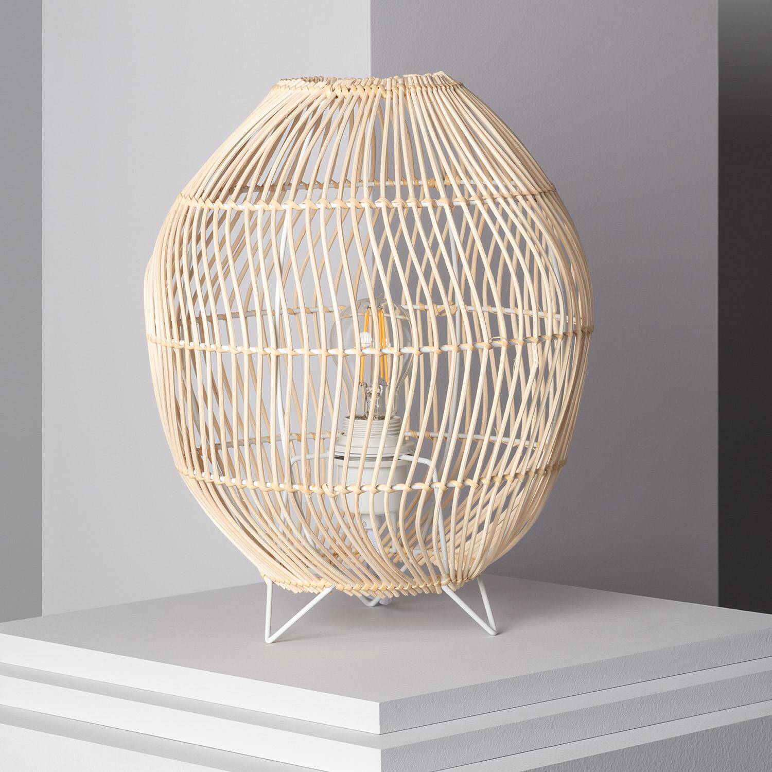 Lampe à Poser Rotin Sagra Naturel | Leroy Merlin