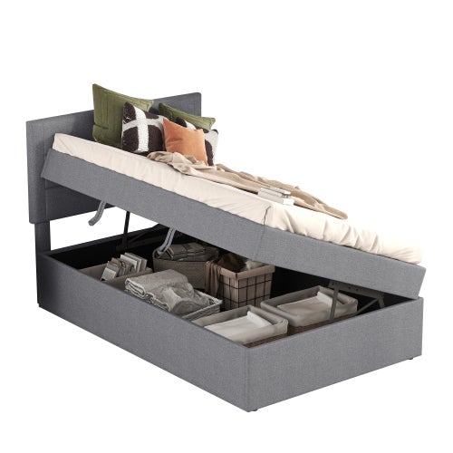 Lit individuel 90 x 200 cm avec sommier à lattes en métal, grand espace ...