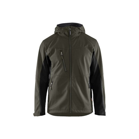 Chaqueta de softshell con capucha Verde aceituna oscuro/negro XXXL ...