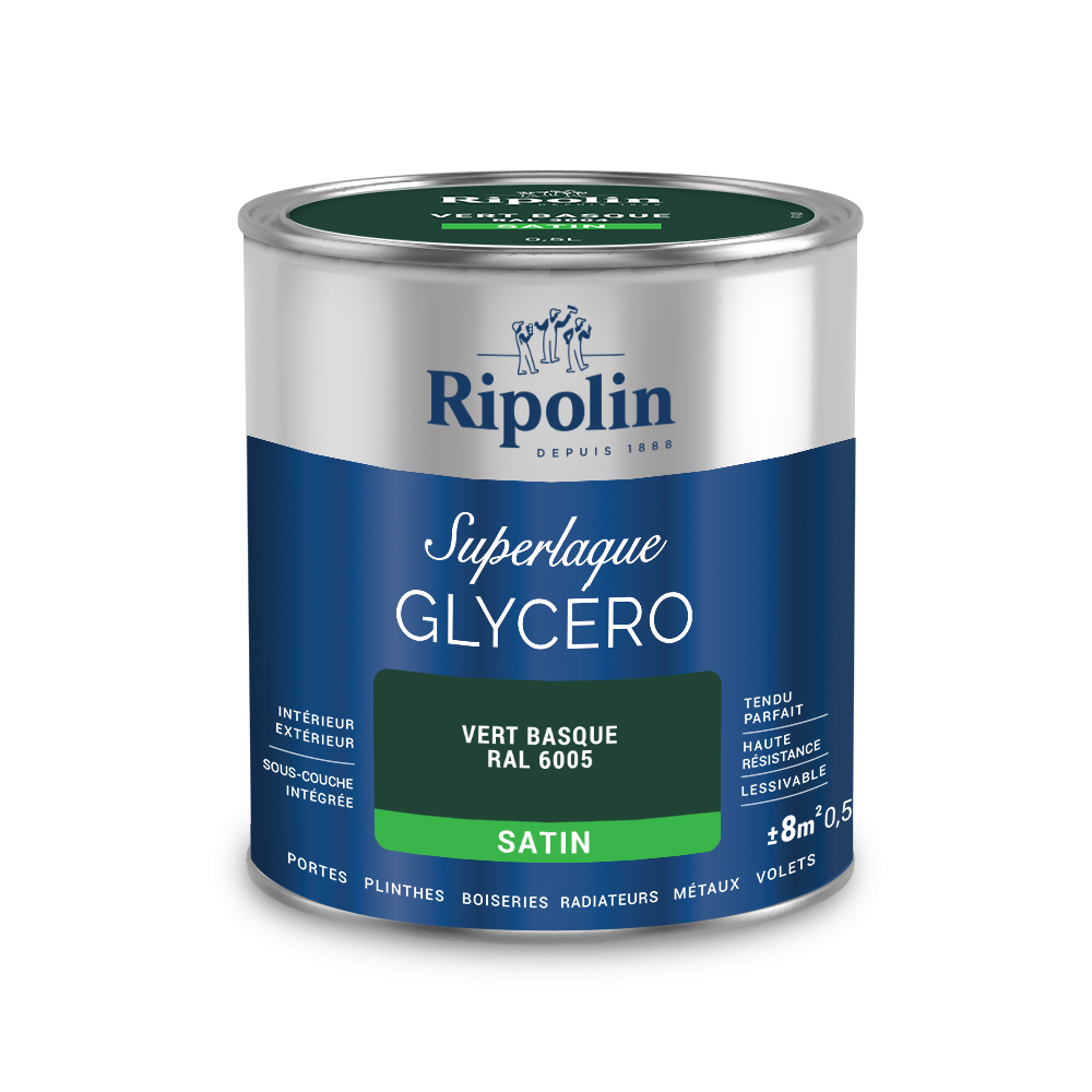 Peinture Superlaque Glycéro satin Vert Basque RAL6005 0,5L | Leroy Merlin