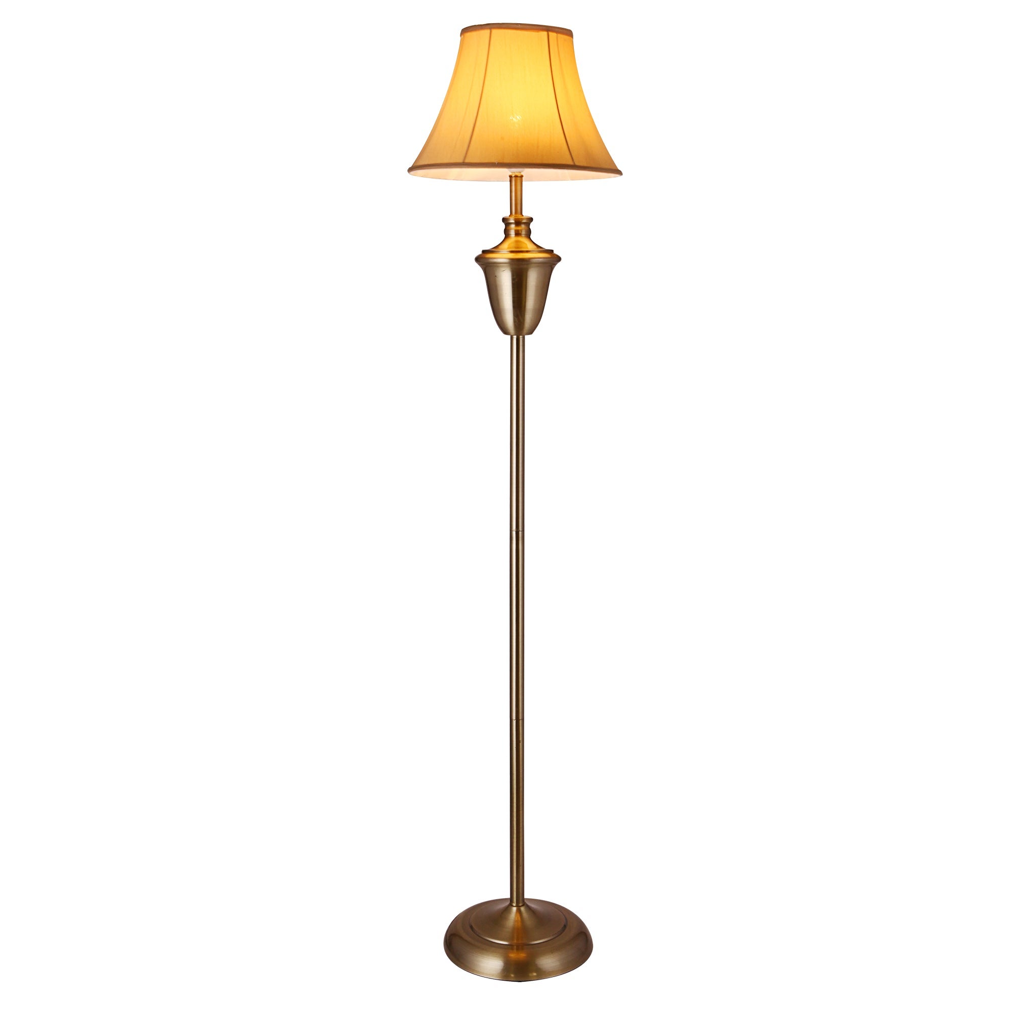 Lampadaire lampe à pied lampe torchère cuivre poli beige hauteur : env ...