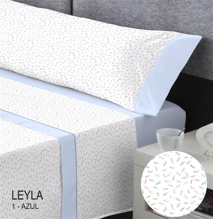 Ensemble de draps M/Leyla Bleu Lit 120 | Leroy Merlin