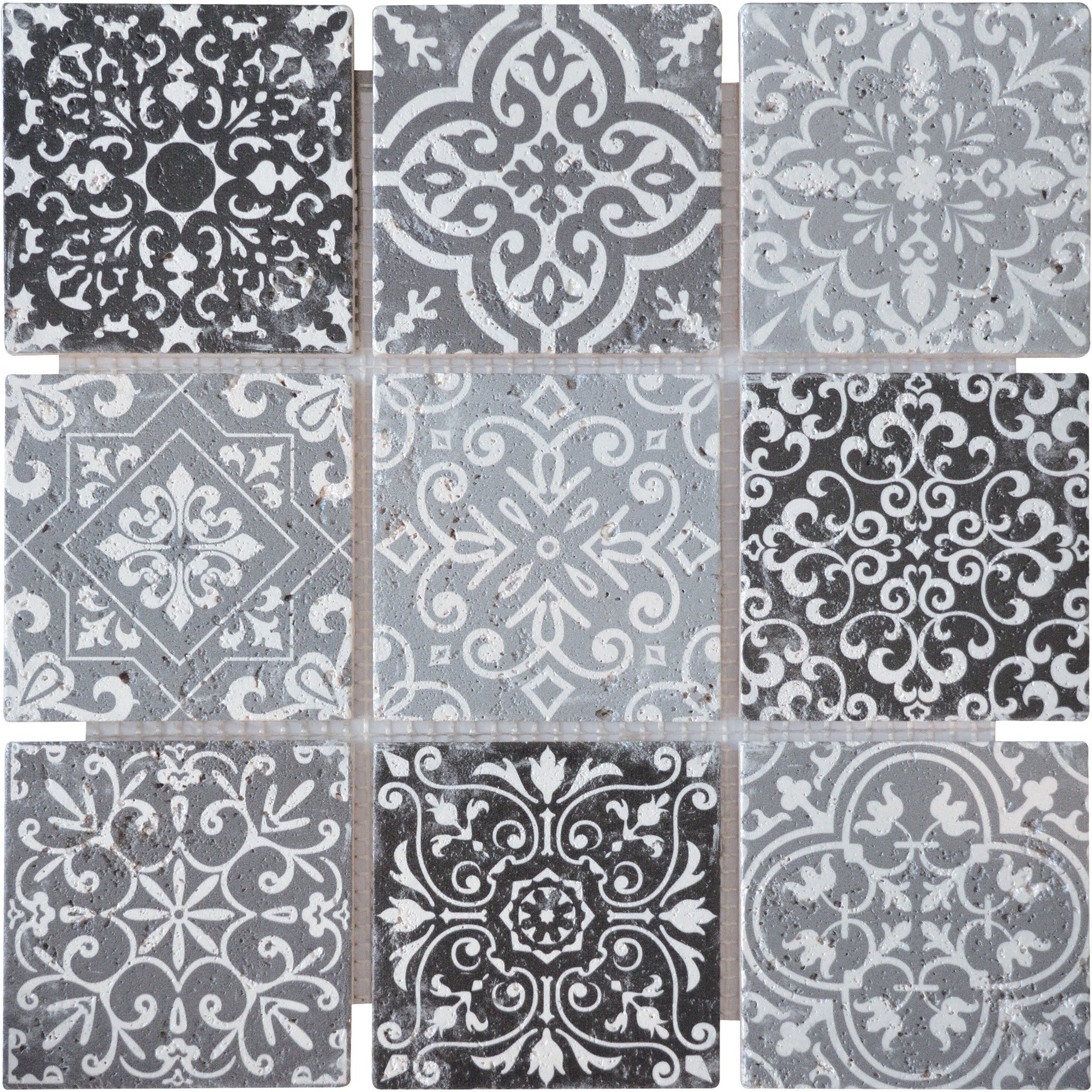 MOSAICO TRAVERTINO BAROCCO GRIS 1 PLAQUE 30,5 x 30,5 CM CASA LINEA ...