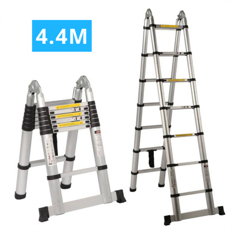 Echelle/escabeau télescopique double aluminium 2x7 marches H4.4m (2,2+2 ...