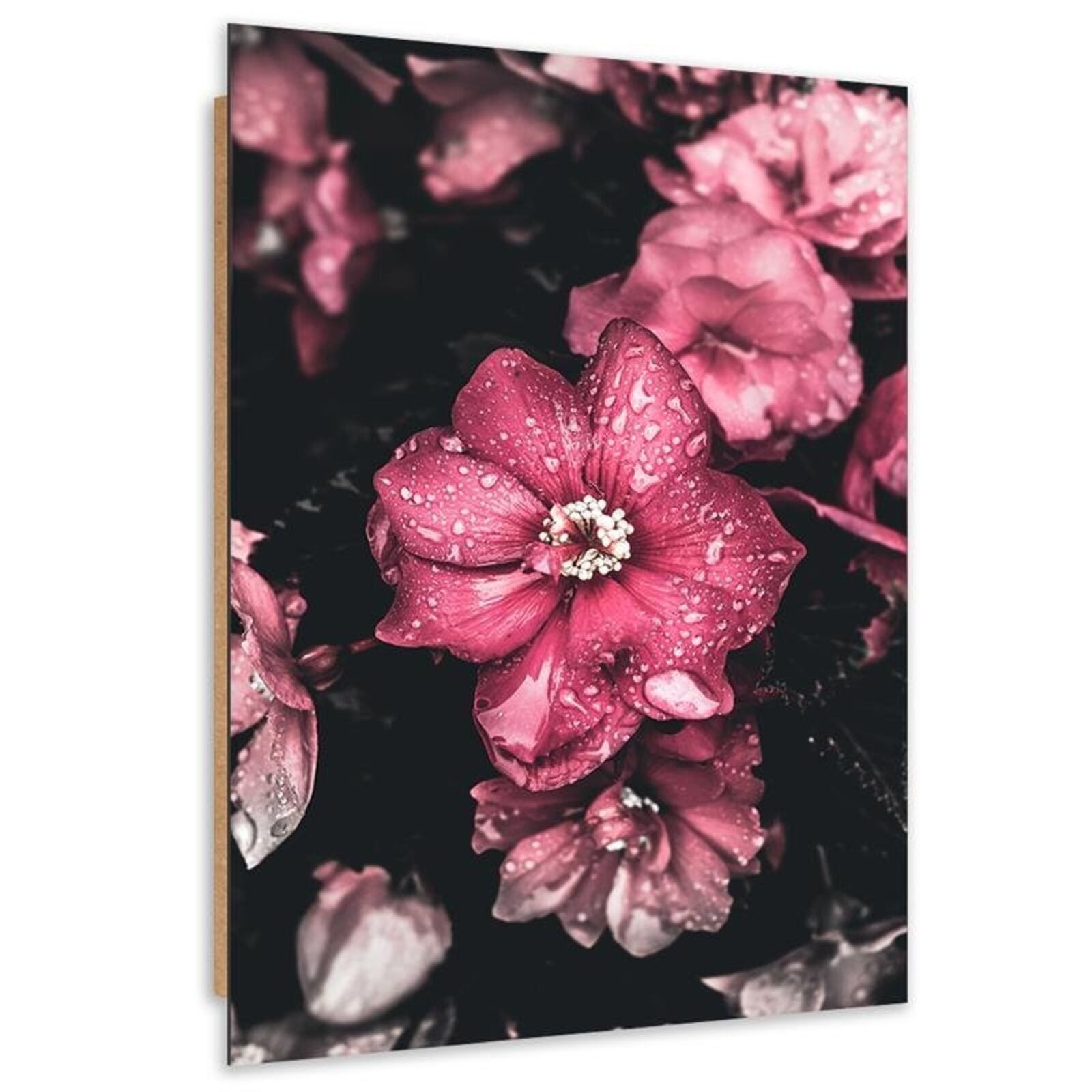 Tableau bois romantique fleurs roses - 40 x 60 cm | Leroy Merlin