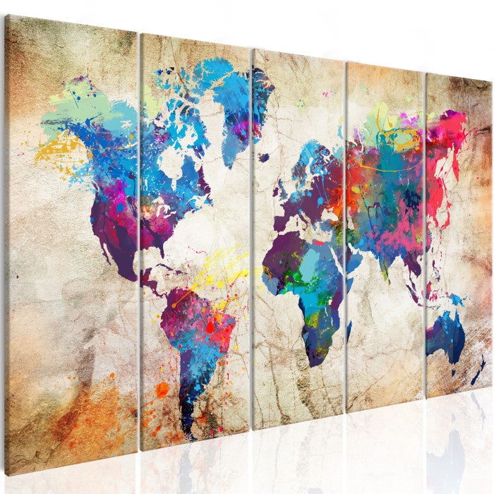 Tableau - World Map: Colourful Ink Blots | Leroy Merlin