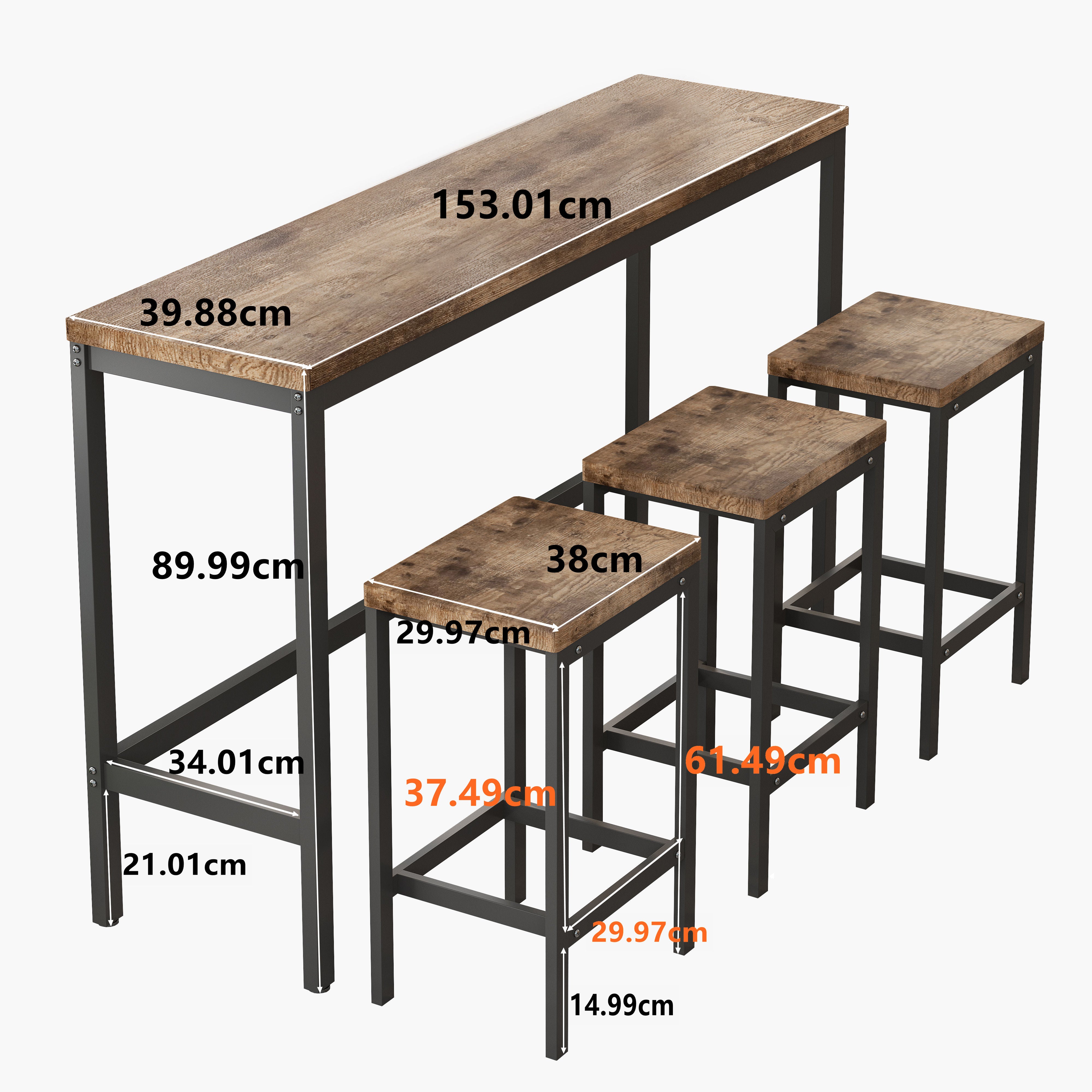 Set mesa de comedor diseño moderno – Pub largo + 3 sillas, material ...
