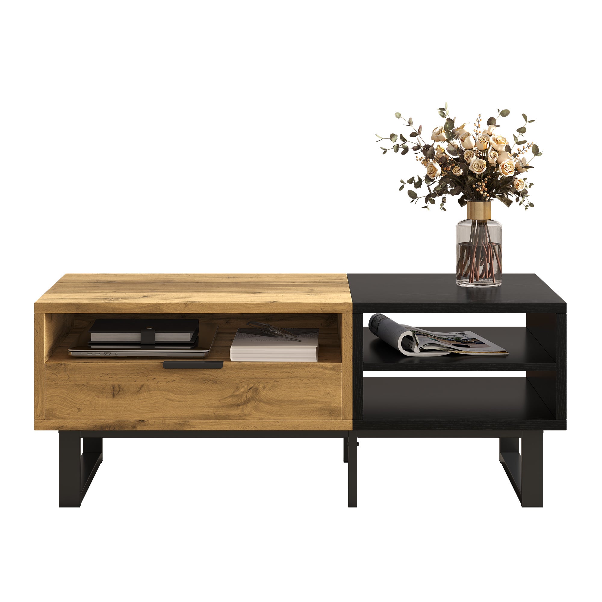 Mesa de centro moderna con compartimentos y cajones, estructura en ...