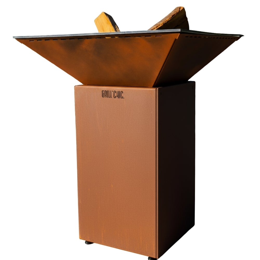 Brasero Cevenol Acier Normal Carre 74 Imitation Corten Double Cuve ...