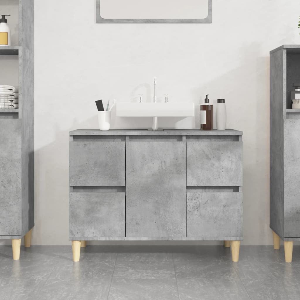 Maison Exclusive - Armario de lavabo madera contrachapada gris hormigón 80x33x60cm | Leroy Merlin