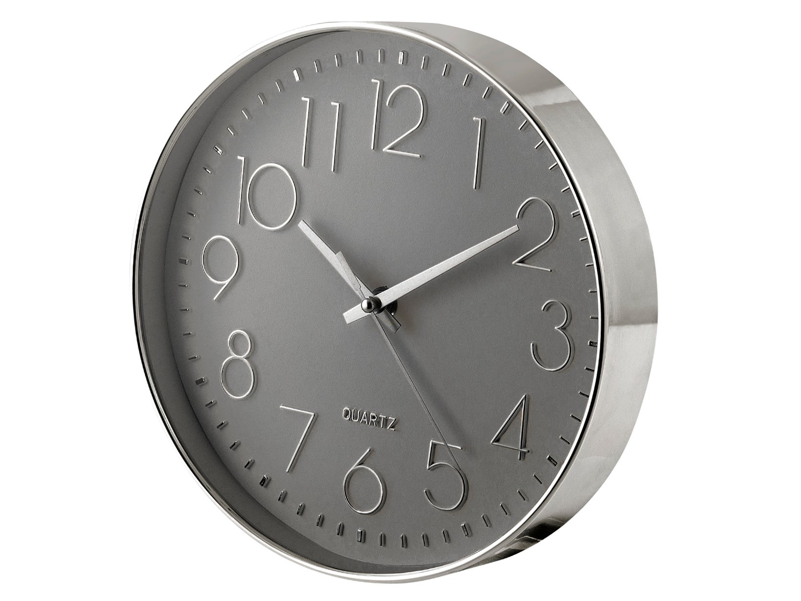 Reloj H&H de forma redonda esfera gris y marco cromado cm 40 | Leroy Merlin