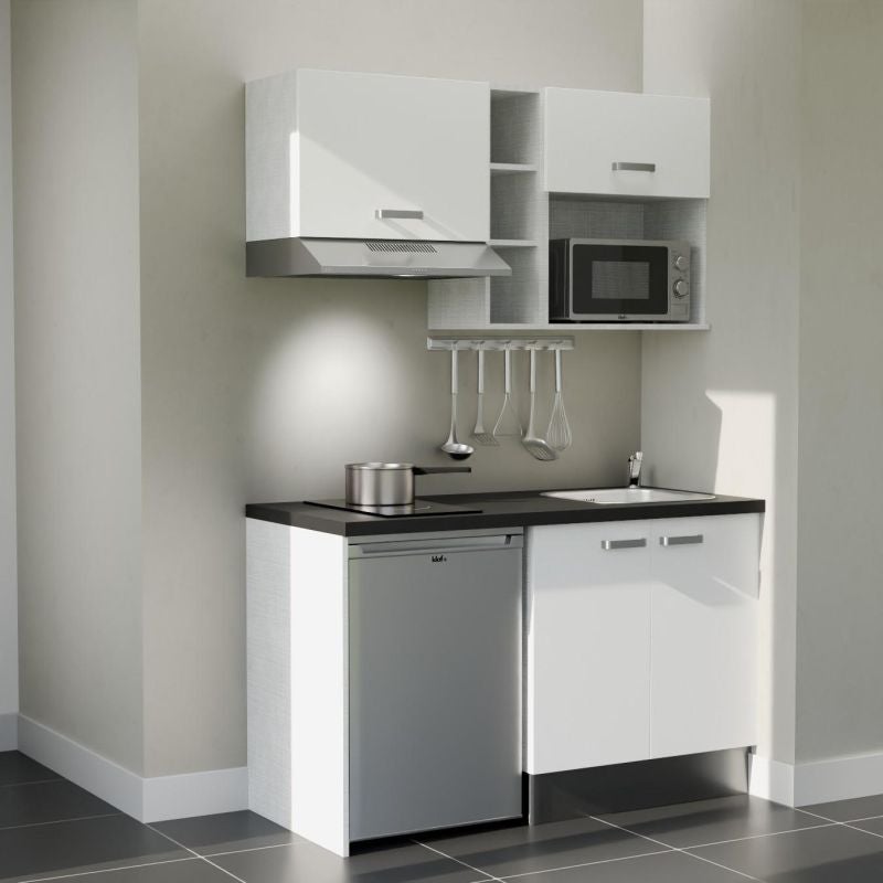 Kitchenette K13L-PT - 140 cm - plan stratifié, évier inox, - Façade ...
